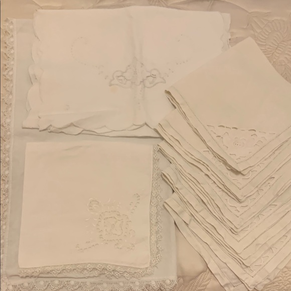 Vintage | Dining | Vintage White Textured Linens | Poshmark